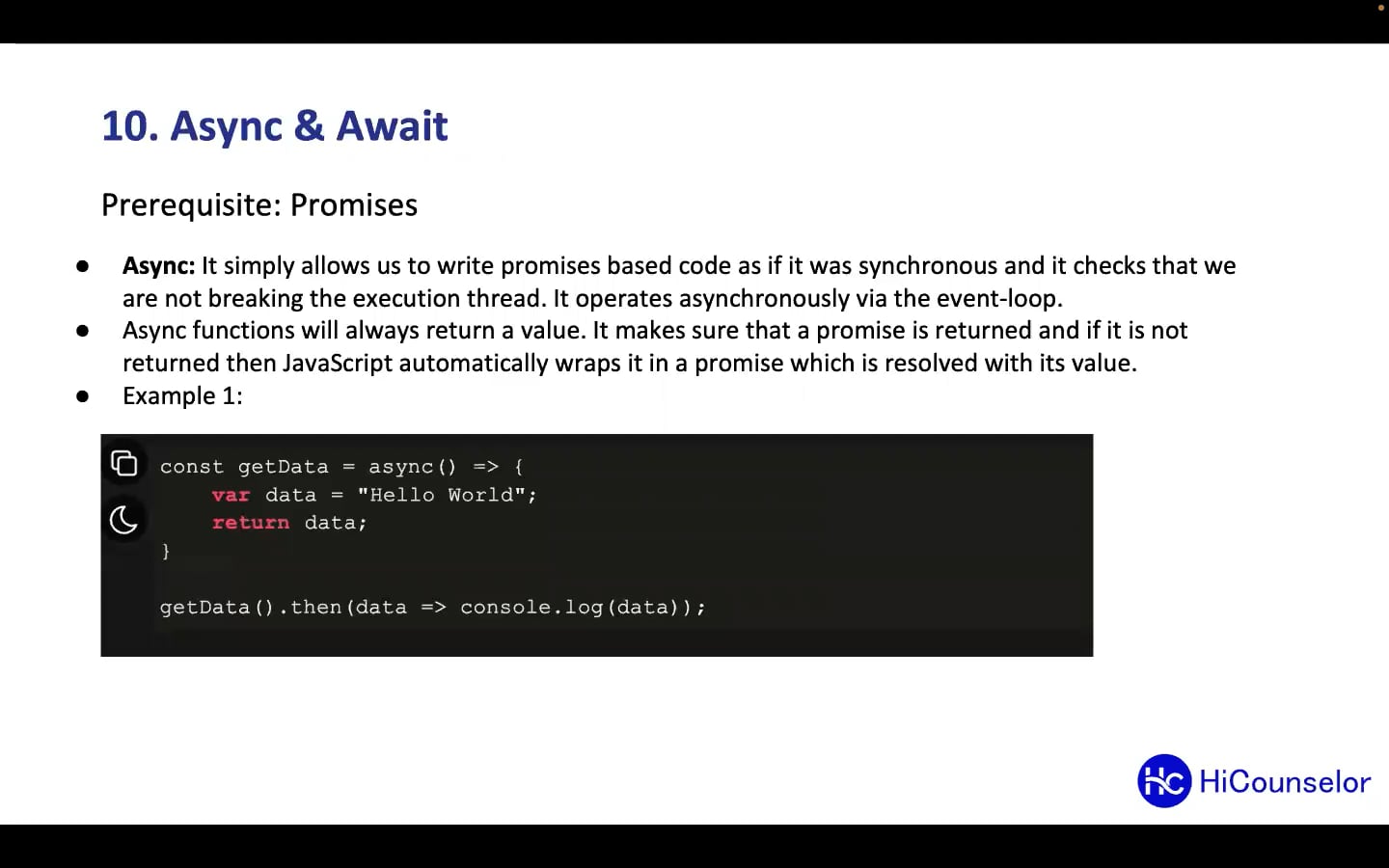 6.Async & Await, Blocking Code& The “event loop” on Vimeo