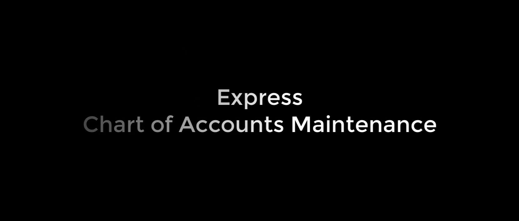 Chart of Accounts Maintenance on Vimeo