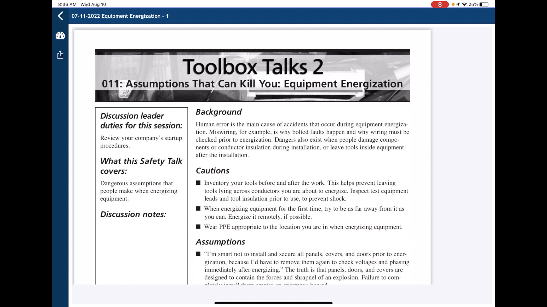 Creating a Toolbox Talk Record (iPad) on Vimeo