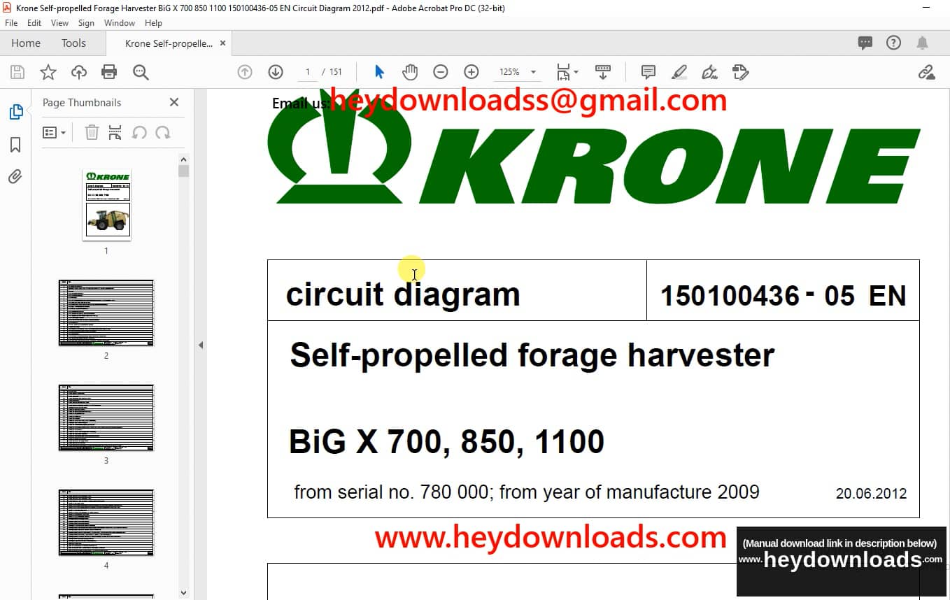 Krone BiG X 700 850 1100 Self-propelled forage harvester circuit ...