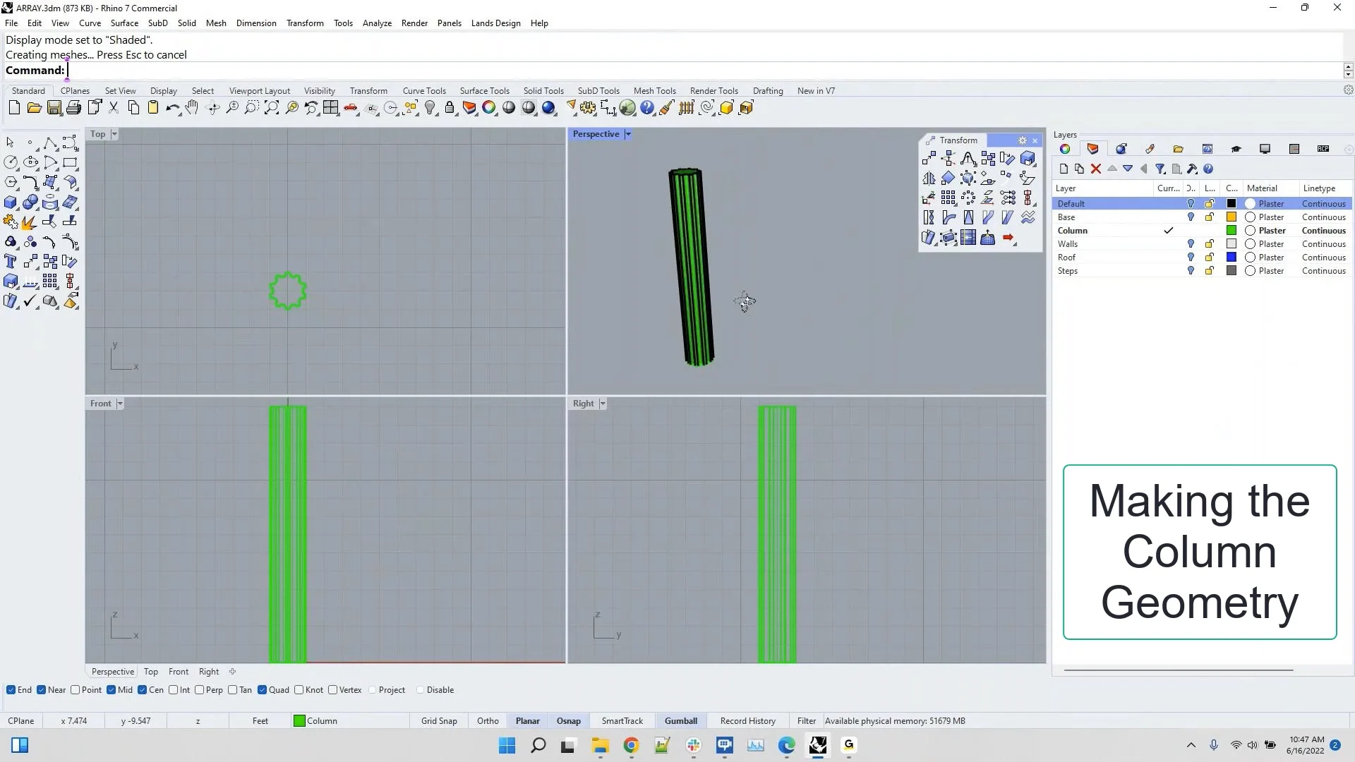 Rhino Block Tutorial 01 Making The Column Geometry On Vimeo