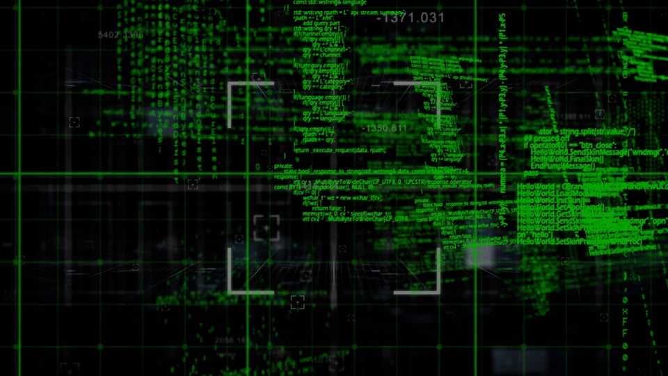 Animation Of Graphical Infographic Interface Screen With Programming Data And Grid Pattern Video 2961