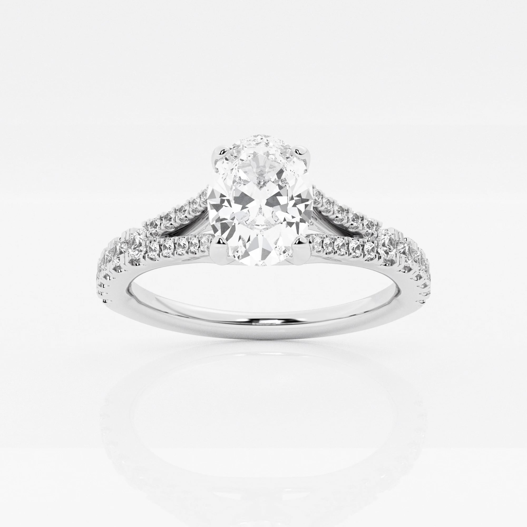 1 ctw Oval Lab Grown Diamond Split Shank Engagement Ring - Grownbrilliance