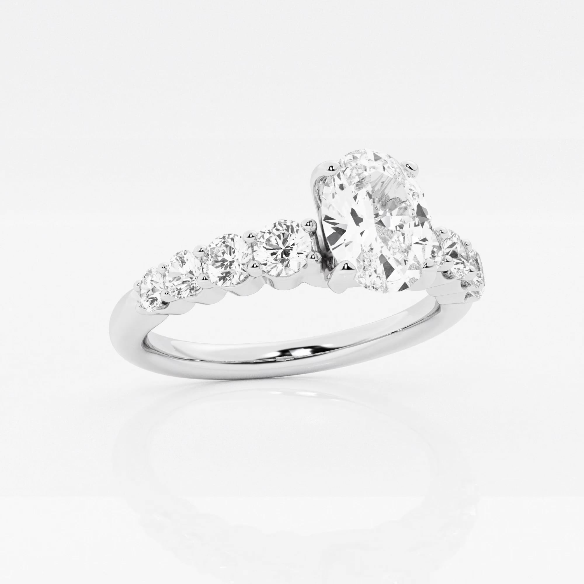 1 1/3 ctw Oval Lab Grown Diamond Graduated Engagement Ring ...