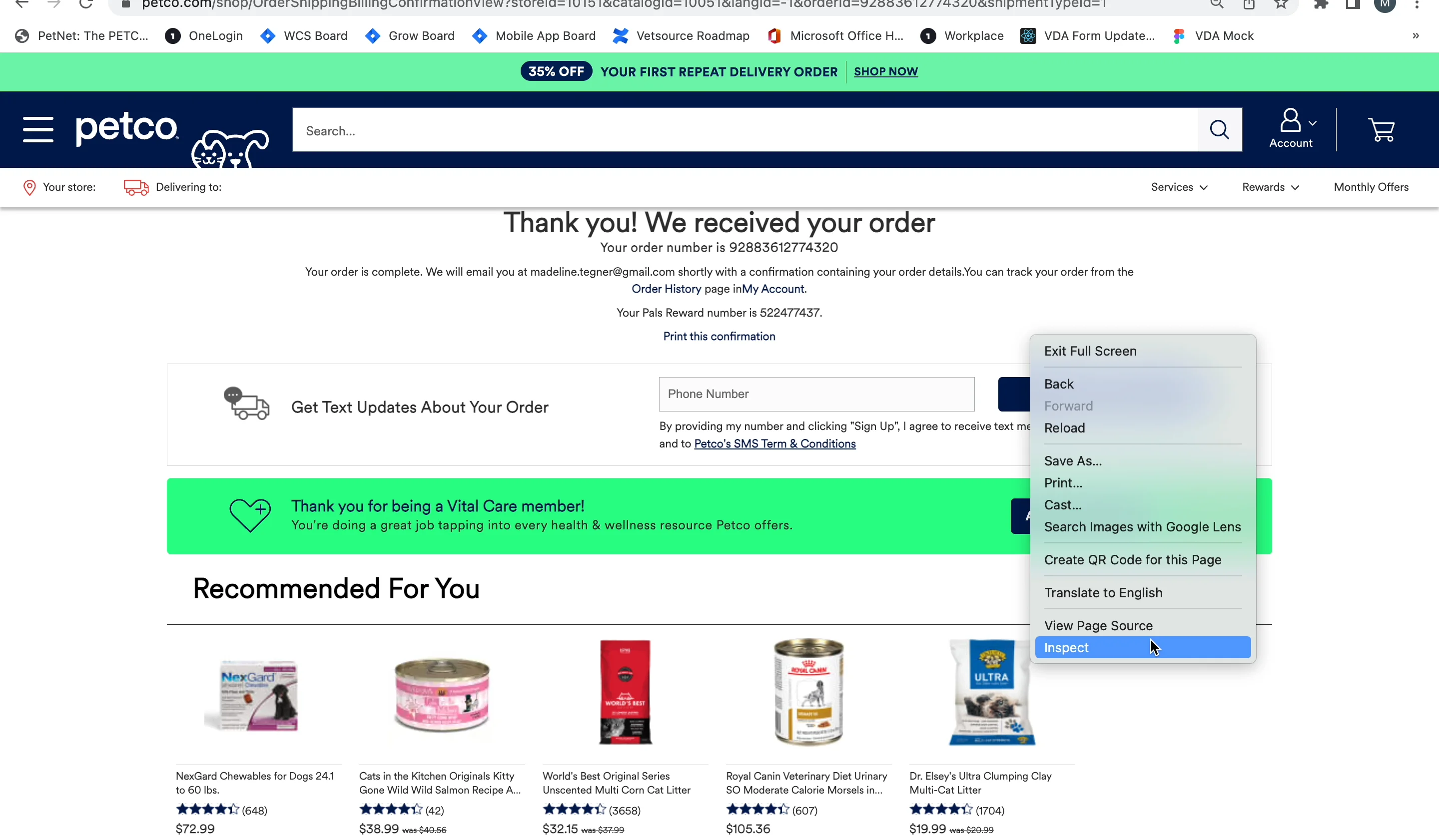 Order Confirmation Screen on Vimeo