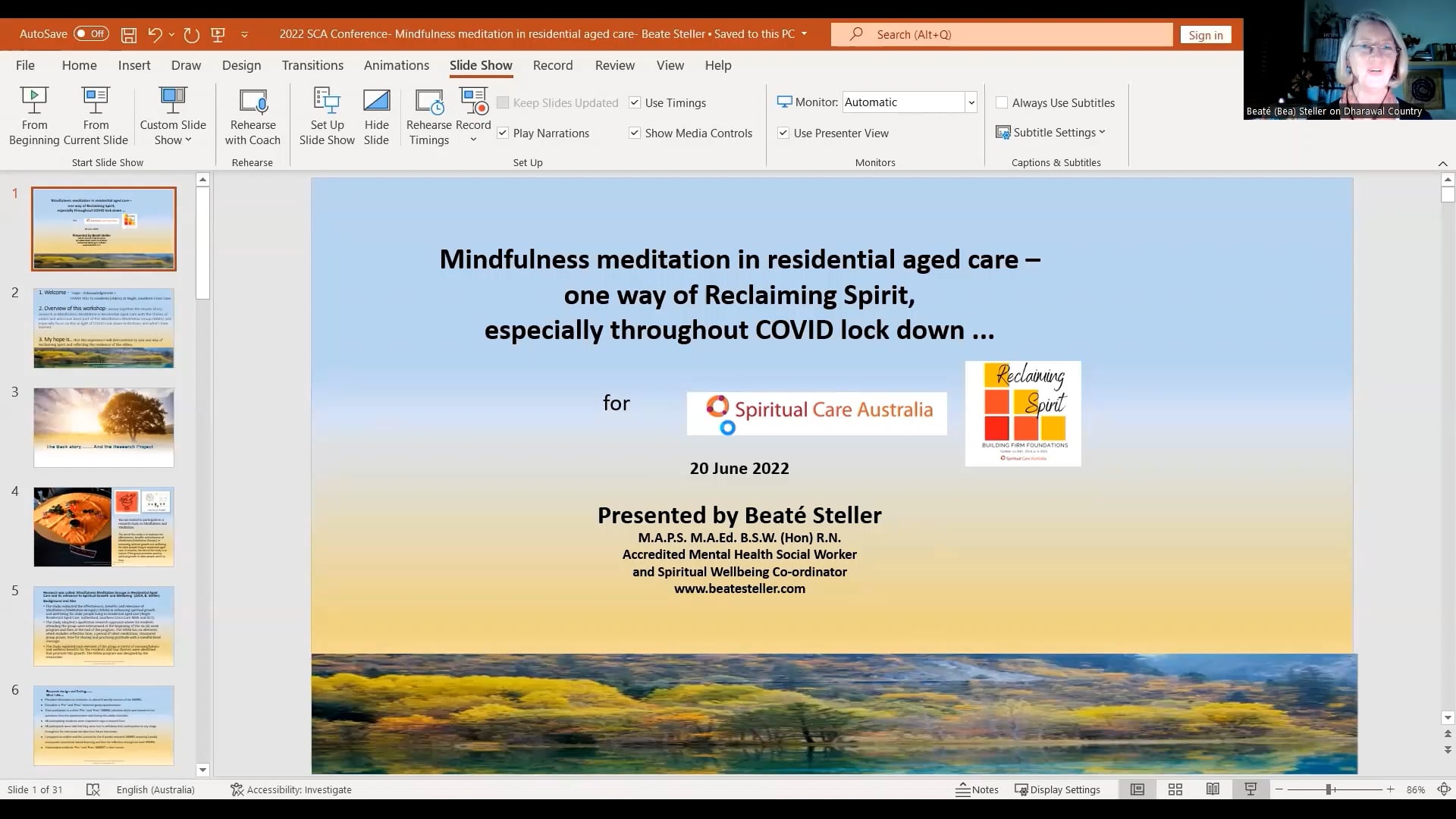 Watch Mindfulness Meditation in Residential Aged Care. Beate Steller ...