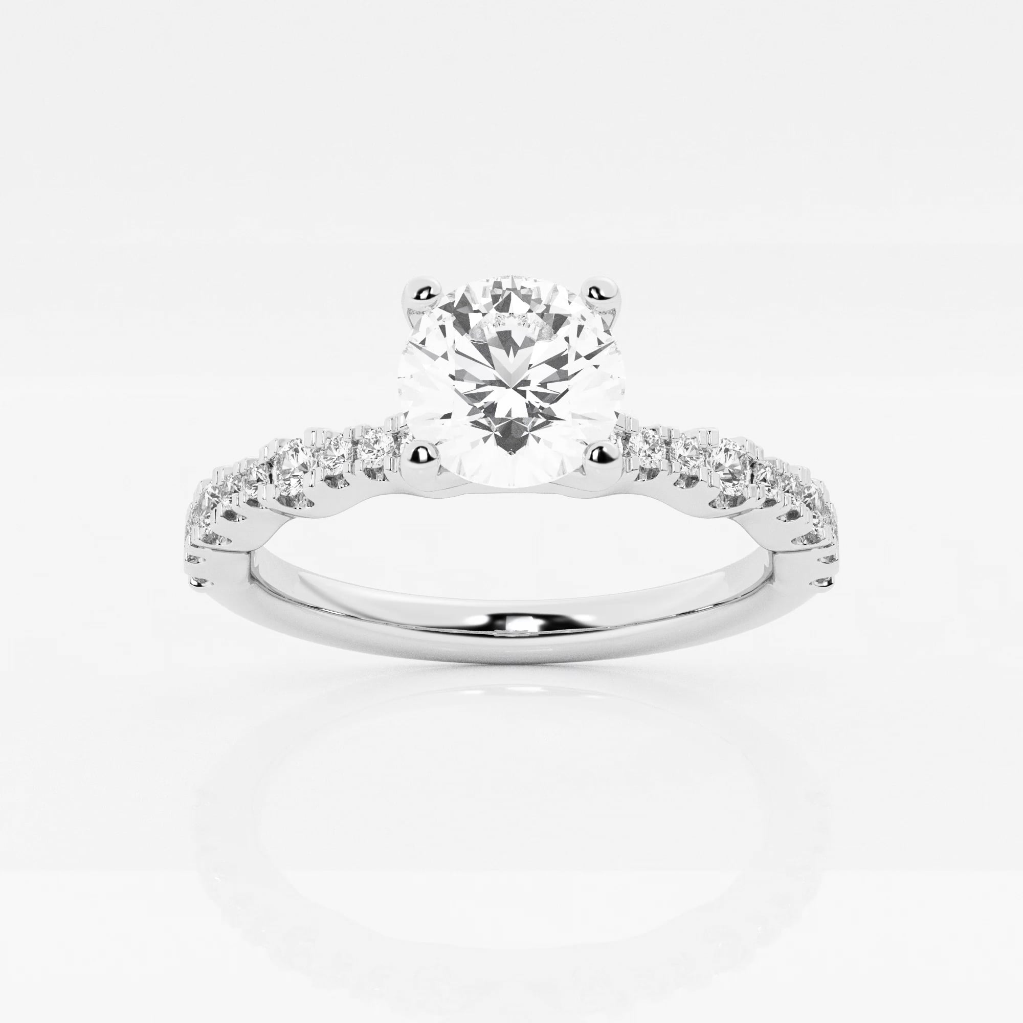 1 ctw Round Lab Grown Diamond Station Engagement Ring - Grownbrilliance