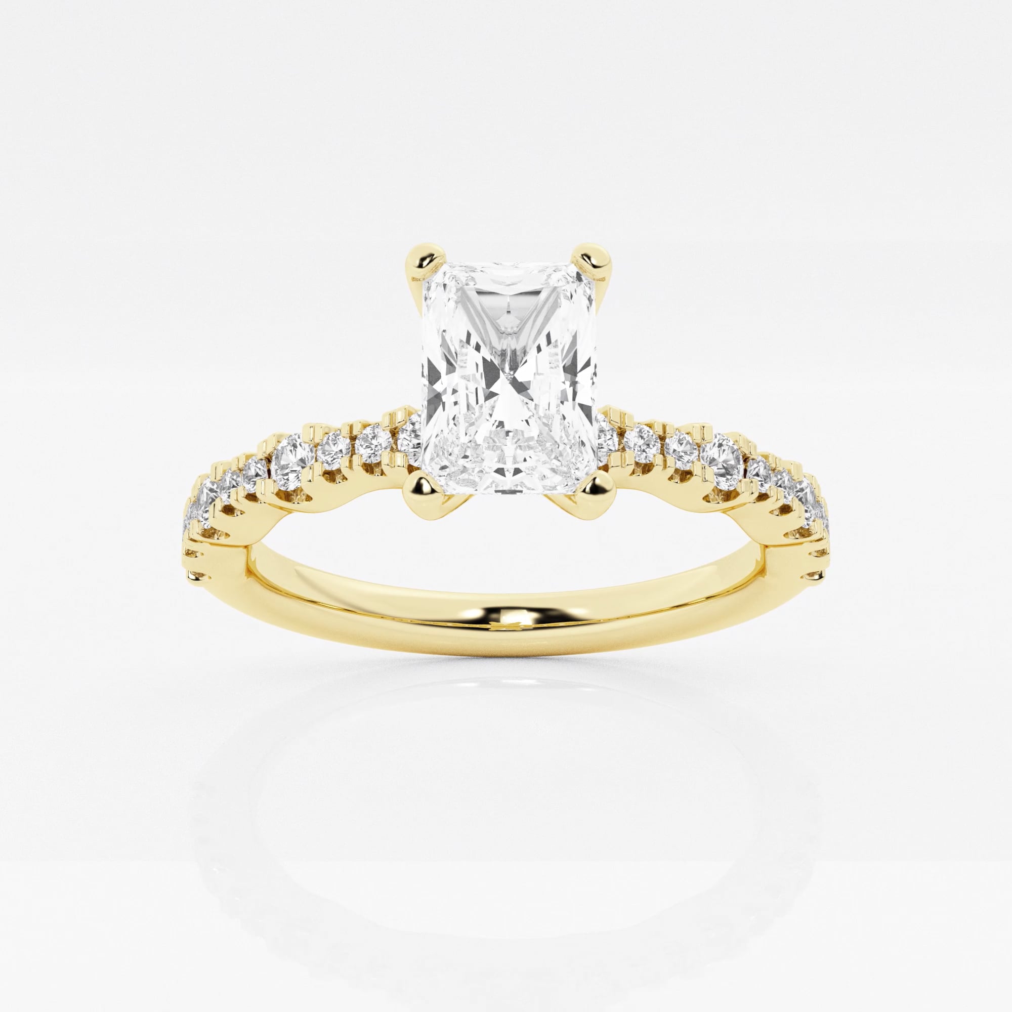 1 ctw Radiant Lab Grown Diamond Station Engagement Ring - Grownbrilliance