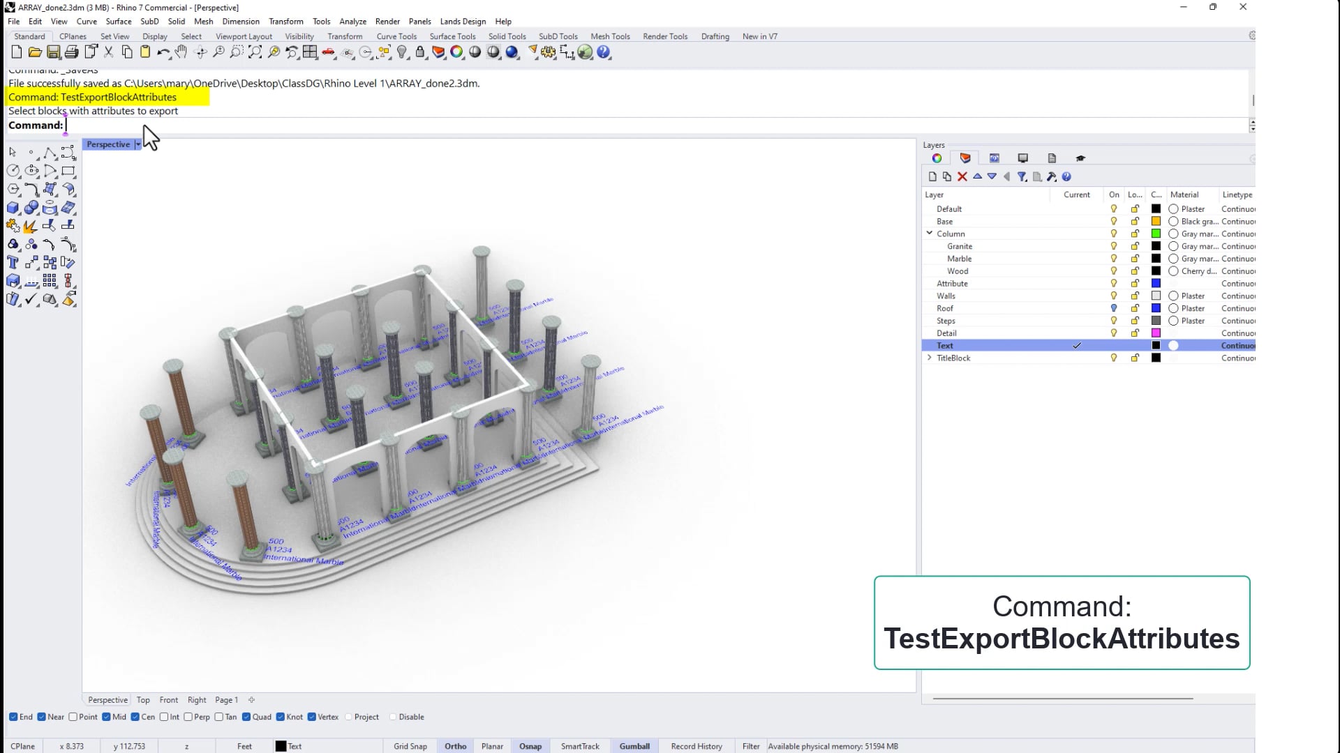 Rhino 7 Block Tutorial - 09 Format Data and Import Back to Rhino on Vimeo