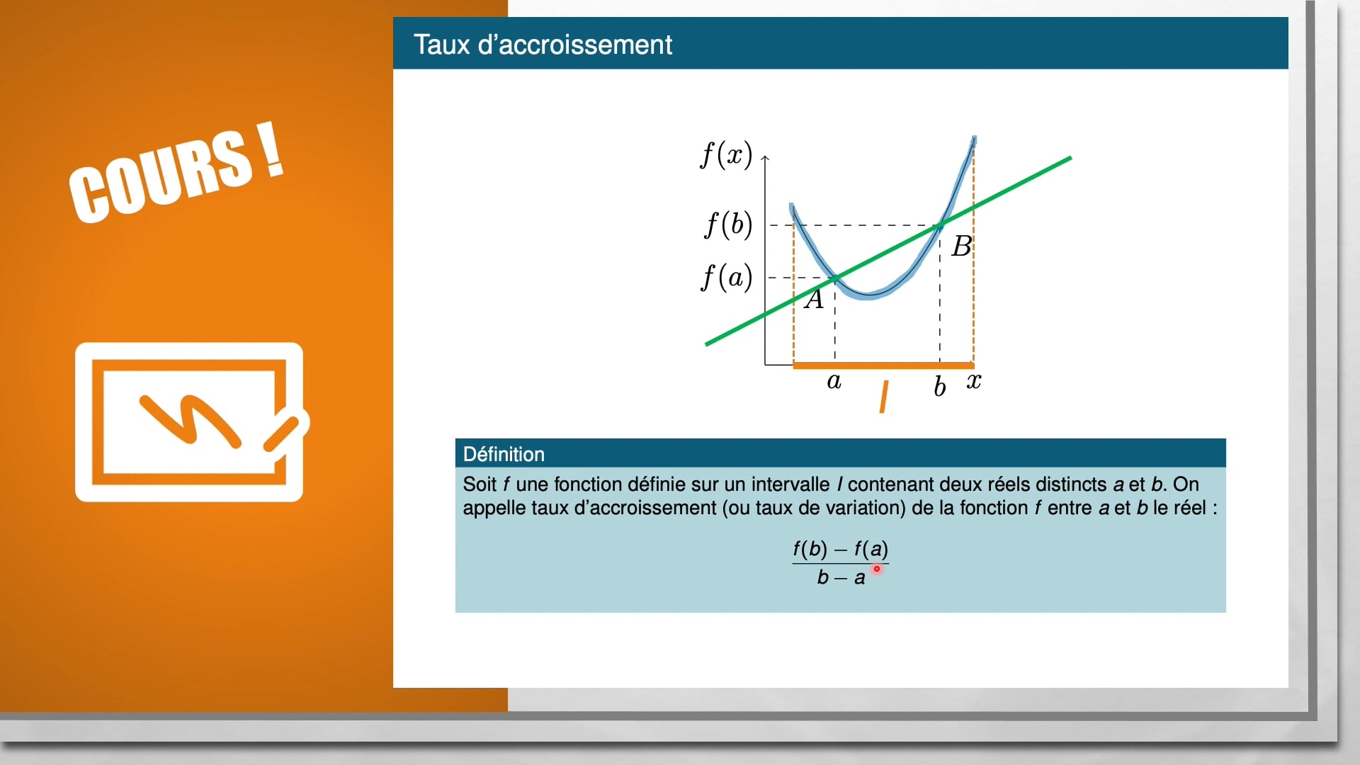 Calculer le taux d'accroissement d'une fonction on Vimeo