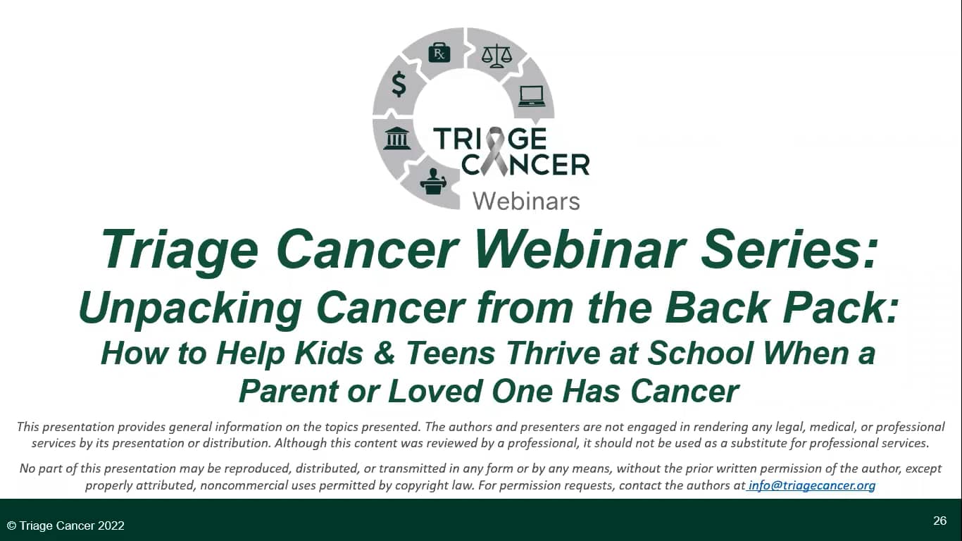 Triage Cancer Webinar: Unpacking Cancer from the Back Pack on Vimeo