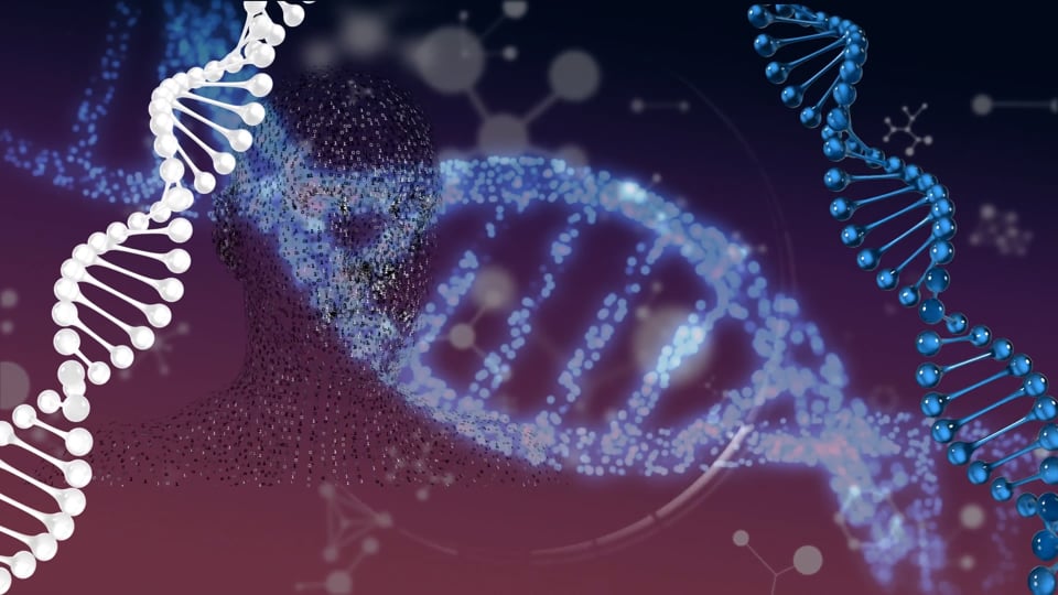 Animation of shapes over dna strands Video from Pikwizard