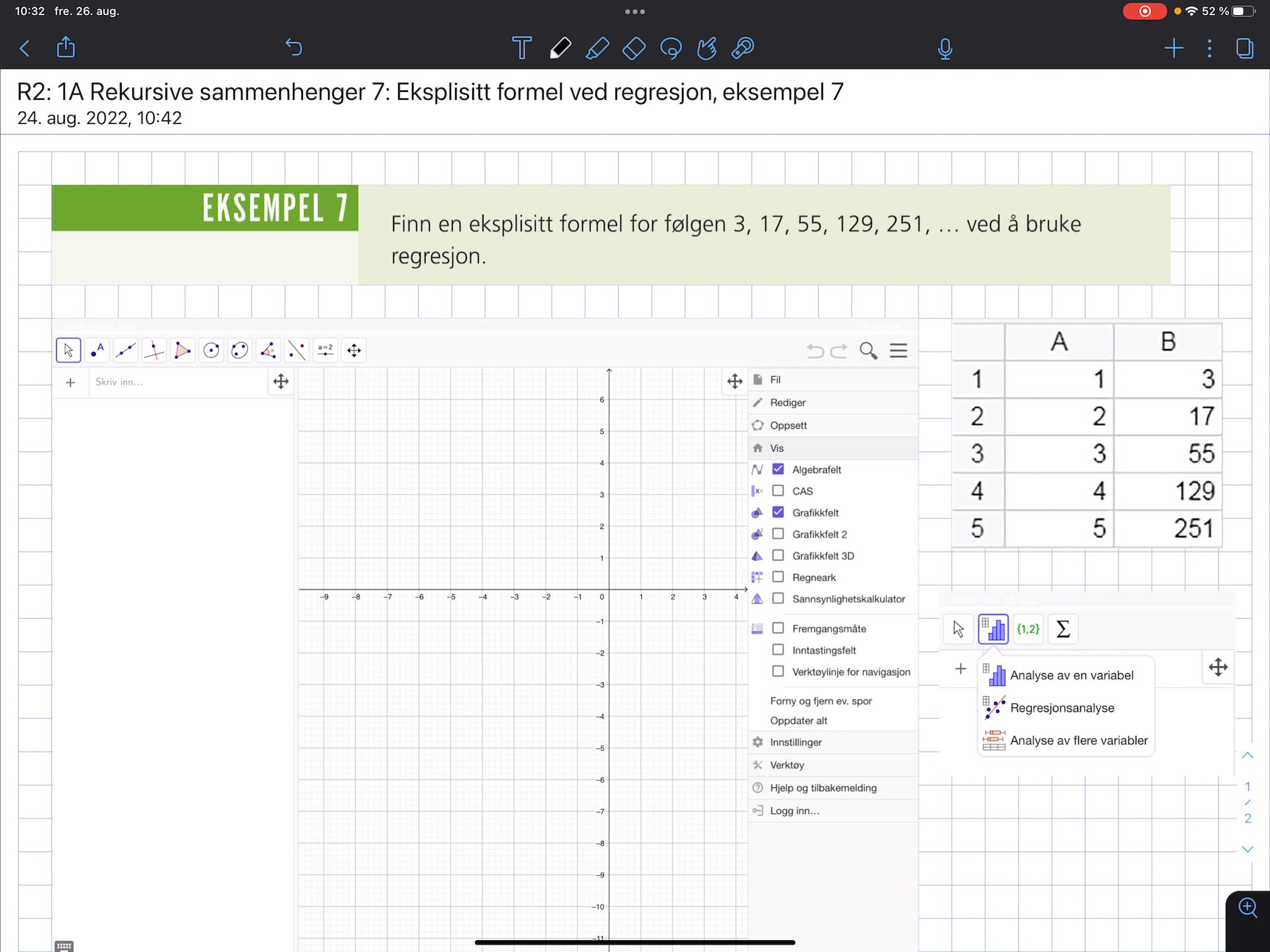 R2 1A Rekursive sammenhenger 7 Eksplisitt formel ved regresjon ...