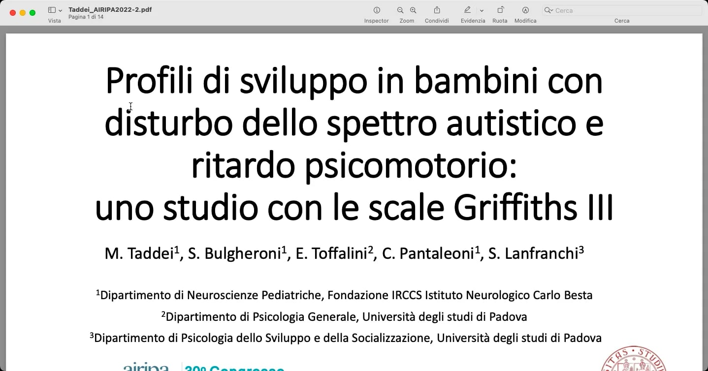 77. Profili di sviluppo in bambini con ASD e DD: studio con le scale ...