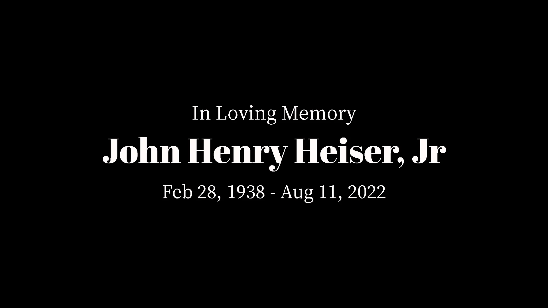 John Hiser Memorial on Vimeo