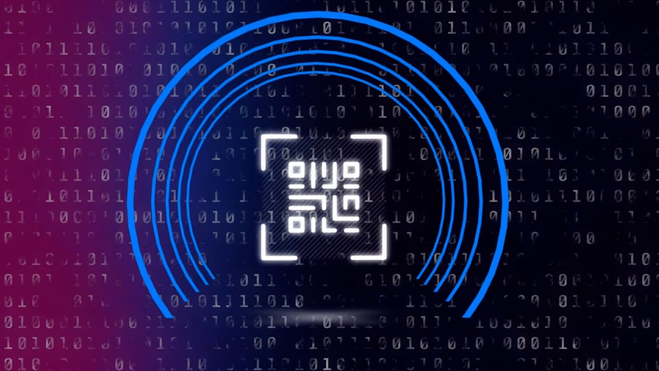 Animation of qr code over digital processing on green background Video from Pikwizard