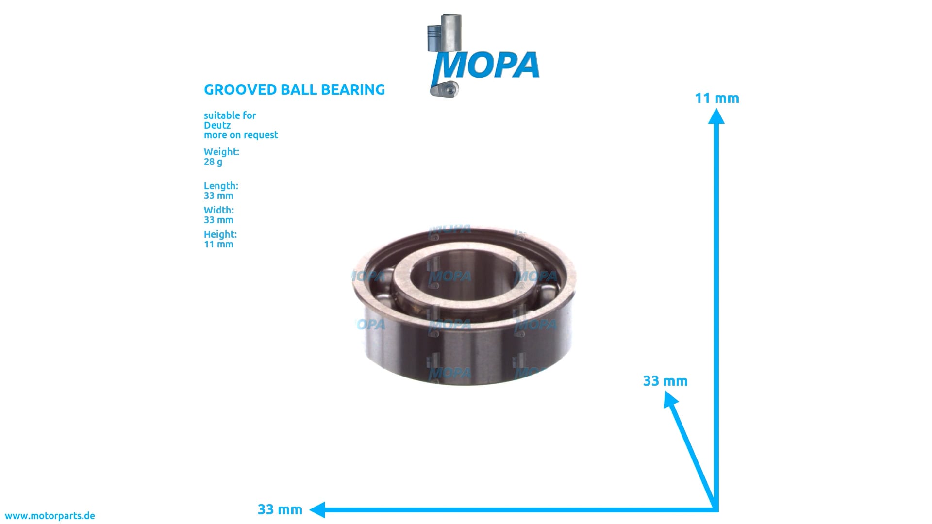 01108964 - MOPA GROOVED BALL BEARING suitable for Deutz engines on Vimeo