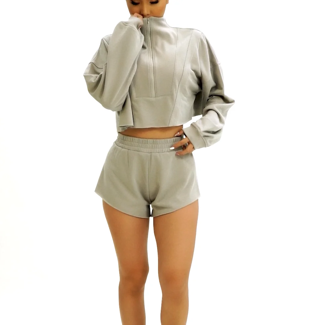 Women's Fashion Loose Sports Suits - Half Zip Stand Collar + Comfort ...