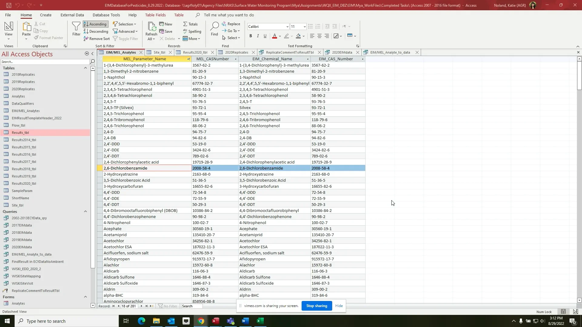 How to format NRAS SWMP pesticide data to be input into EIM database on ...