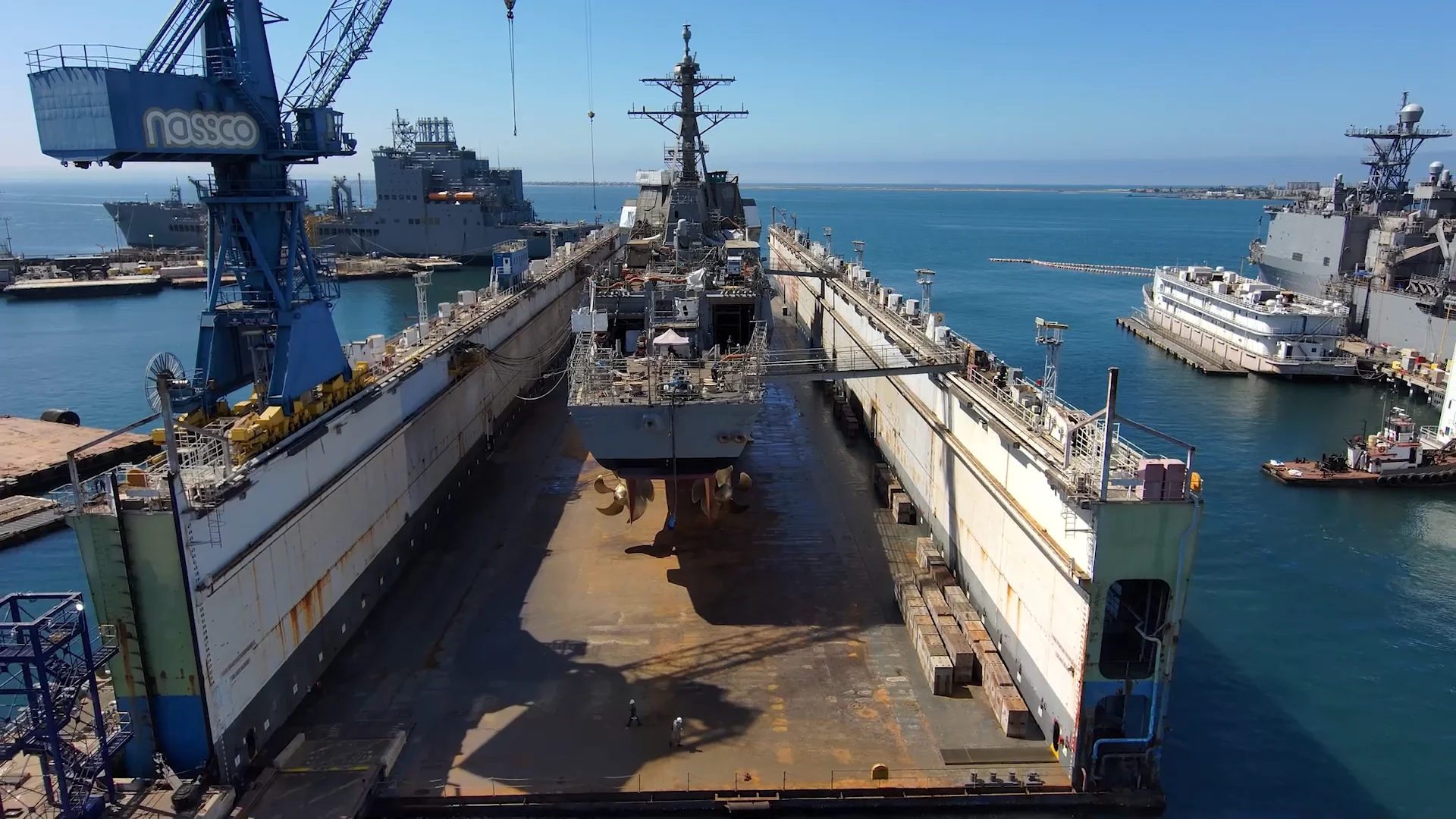Undocking the USS Pinckney (DDG 91)