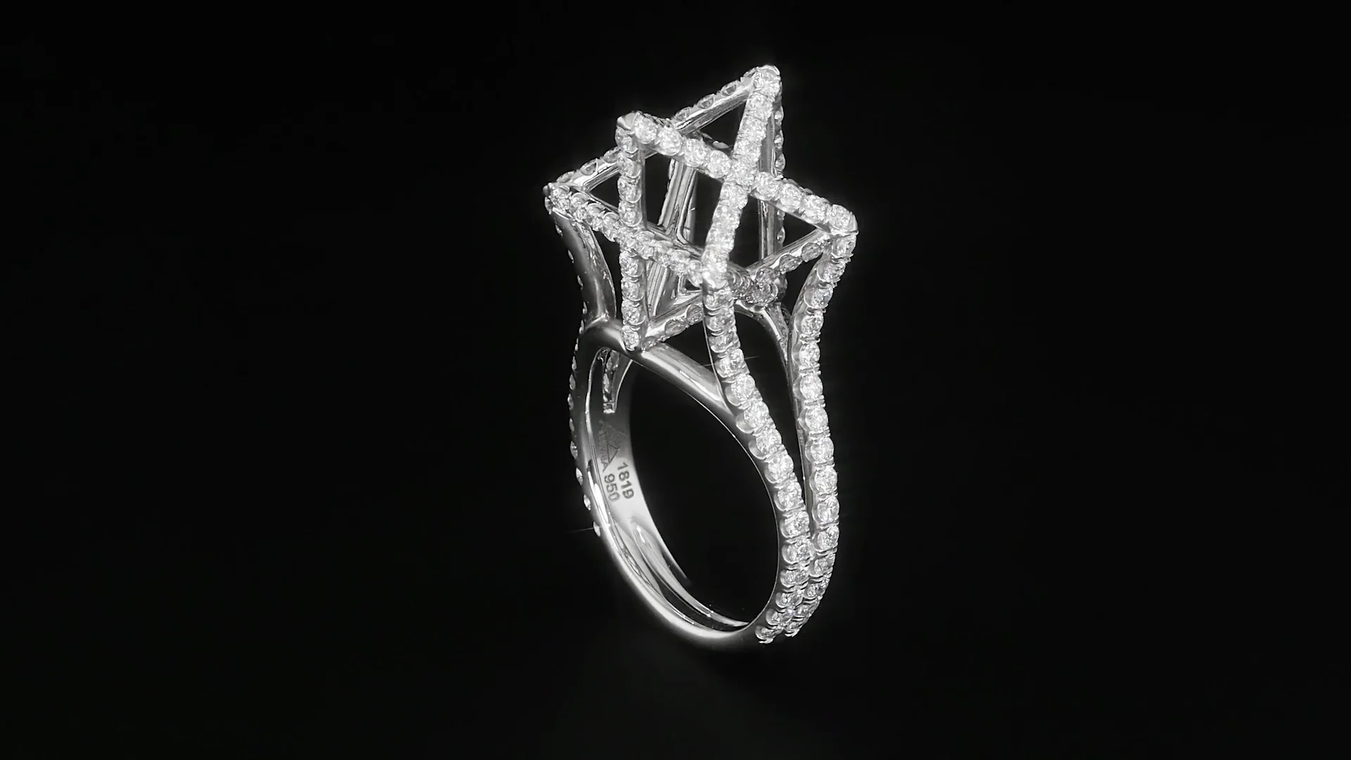 Merkaba Light Large Platinum Diamond Ring on Vimeo