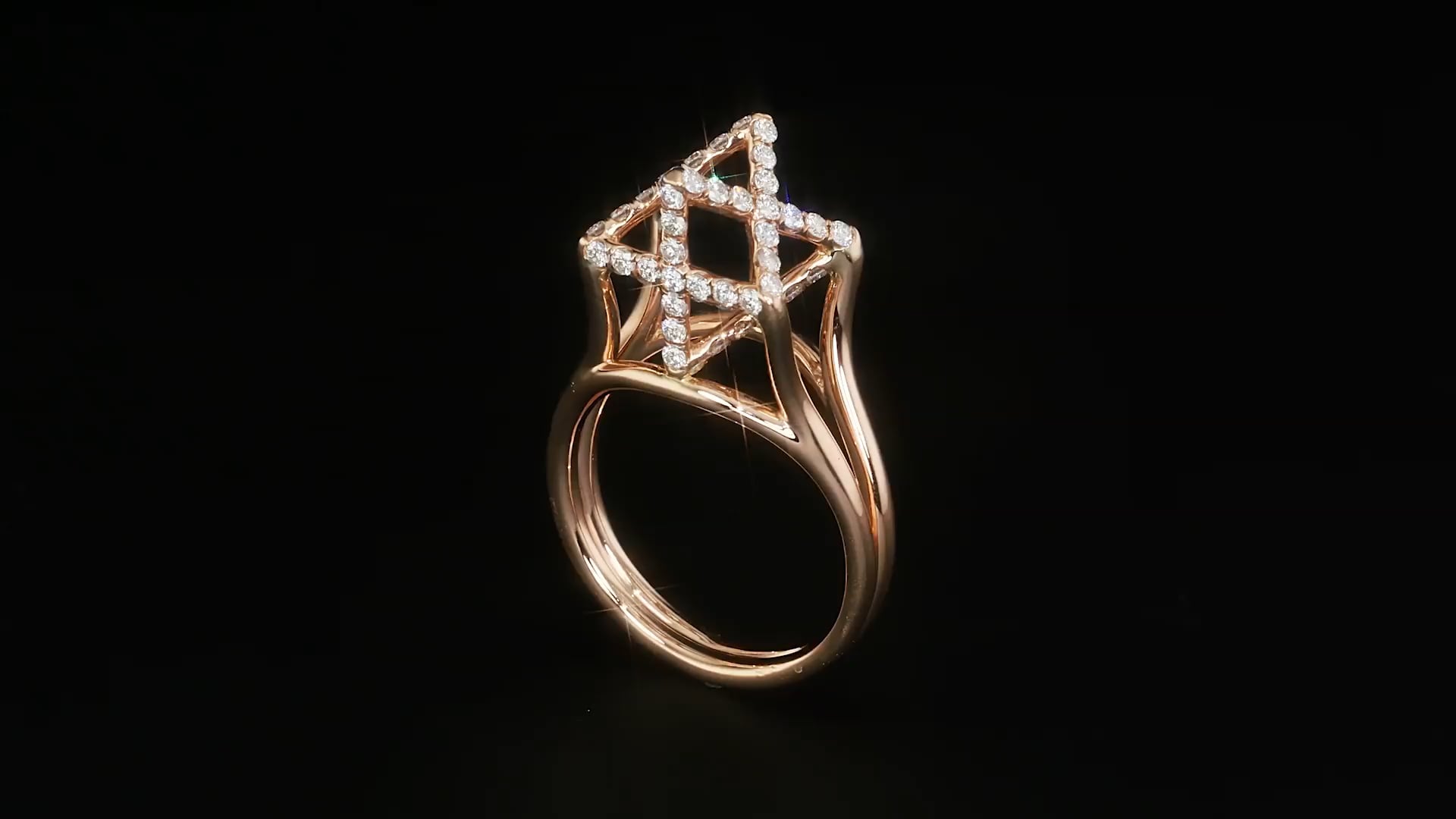 Merkaba Light Rose Gold Diamond Ring on Vimeo