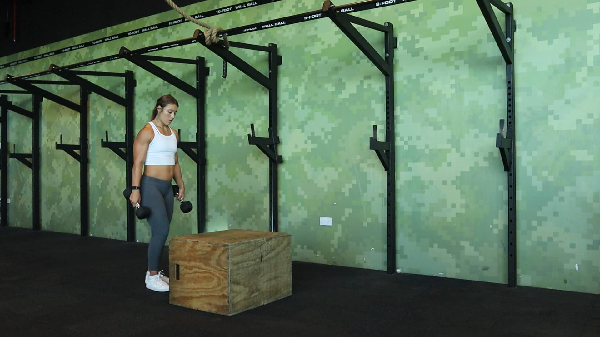 Dumbbell Box Step Overs on Vimeo