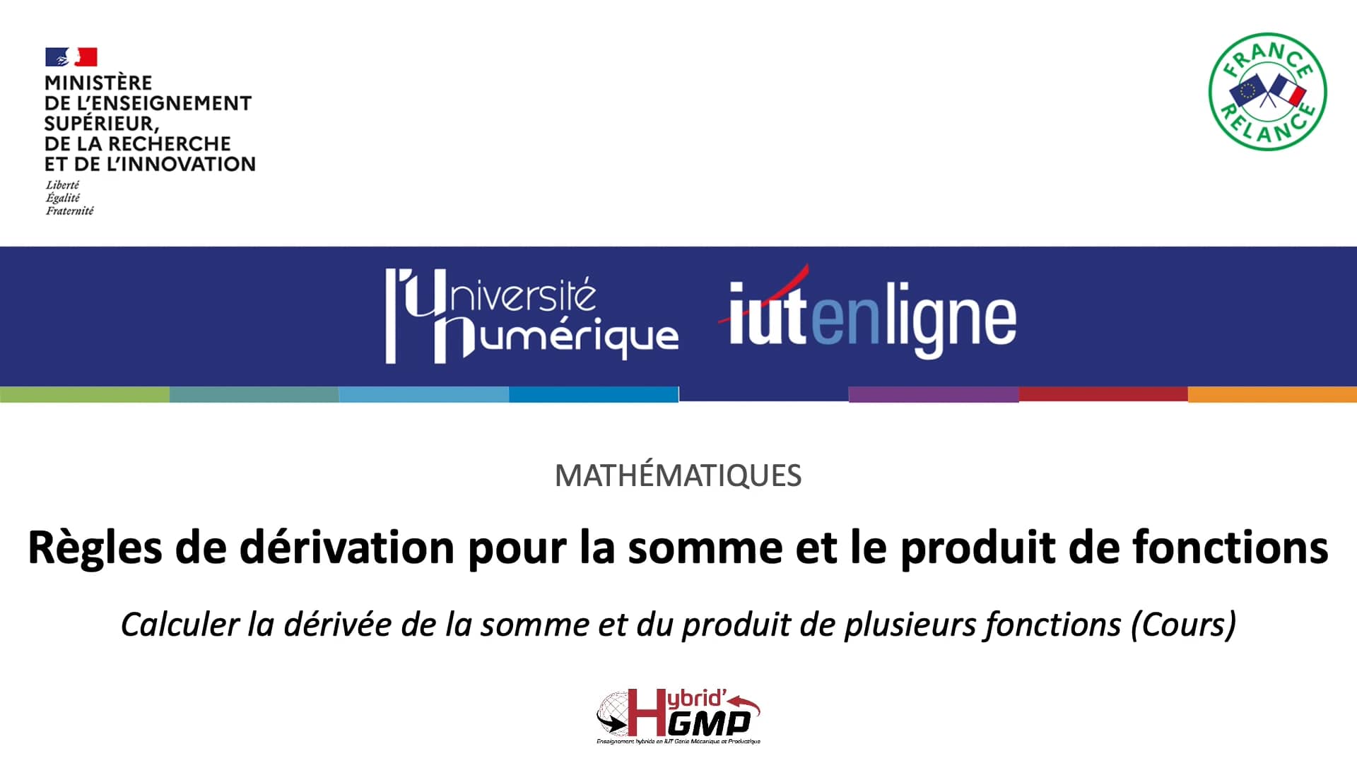 calculer la dérivée de la somme et du produit de plusieurs fonctions ...