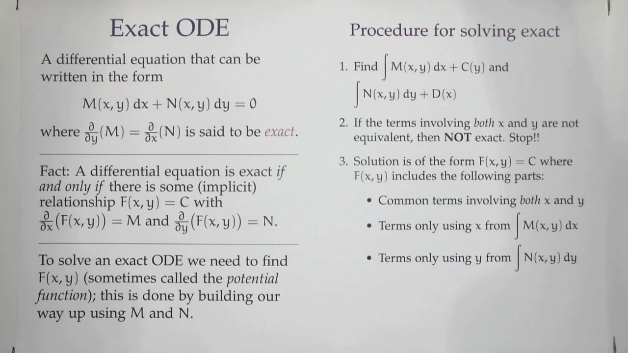 Differential Eqns. F22-06 -- Exact ODEs + Substitution