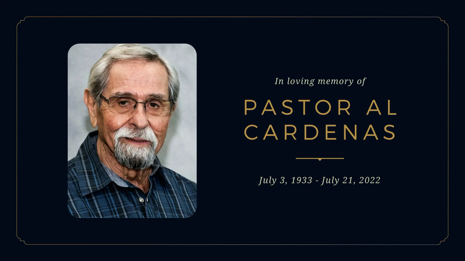 Pastor Al Cardenas Memorial on Vimeo