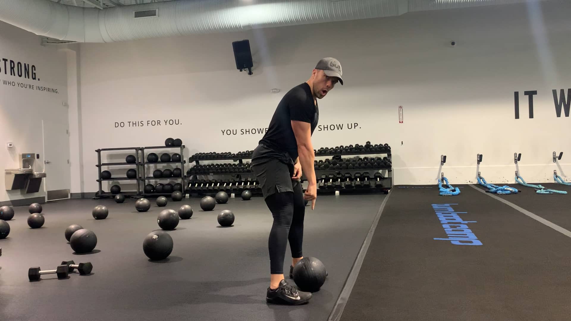 Half Burpee Ledge Hop Med Ball Slam on Vimeo