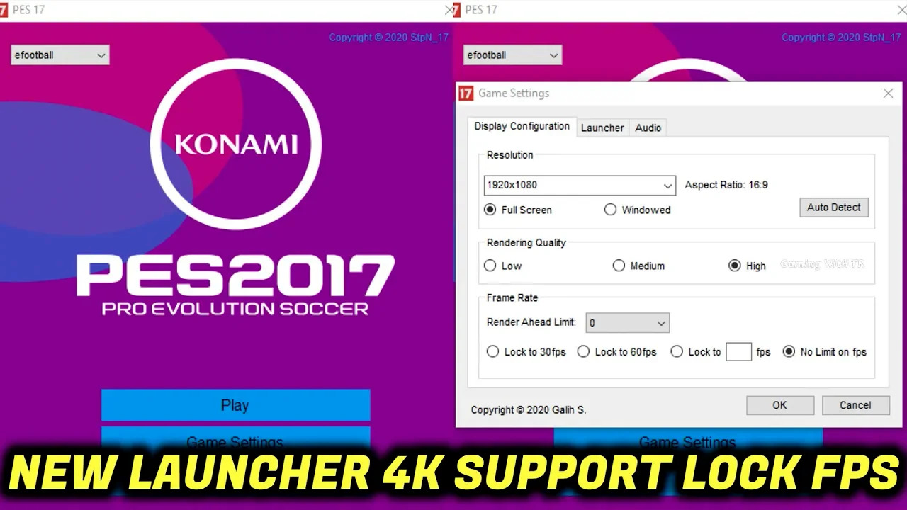 PES 2017 | NEW LAUNCHER | 4K SUPPORT | LOCK FPS