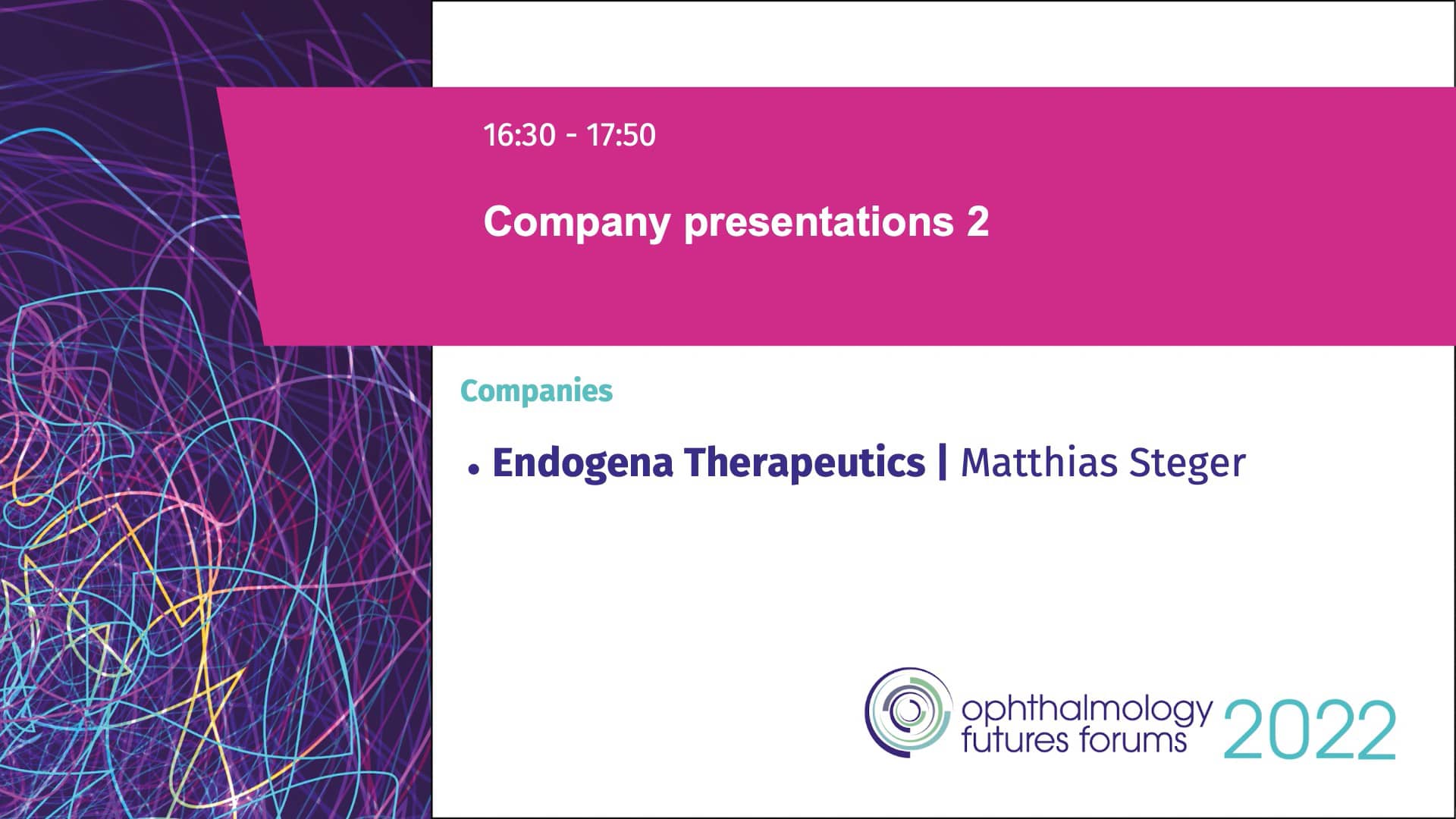 Company Presentation: Endogena Therapeutics - Matthias Steger on Vimeo