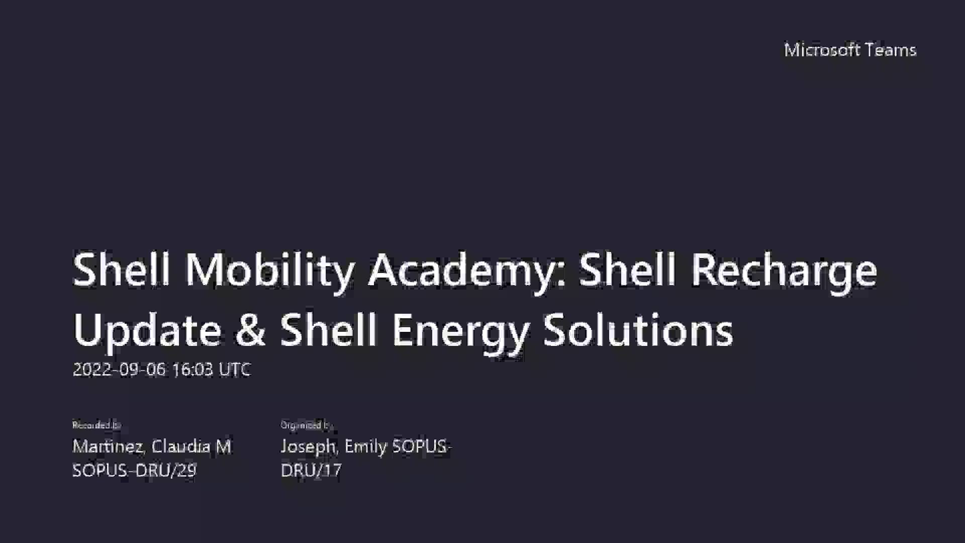 Shell Mobility Academy_ Shell Recharge Update & Shell Energy Solutions ...