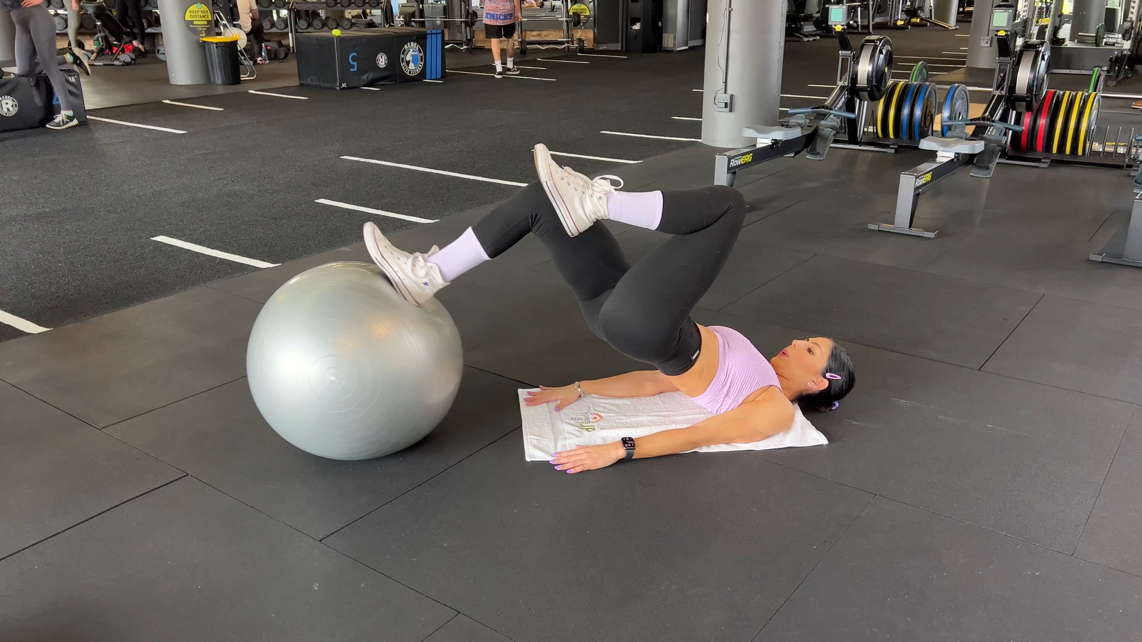 Swiss ball single leg curls on Vimeo