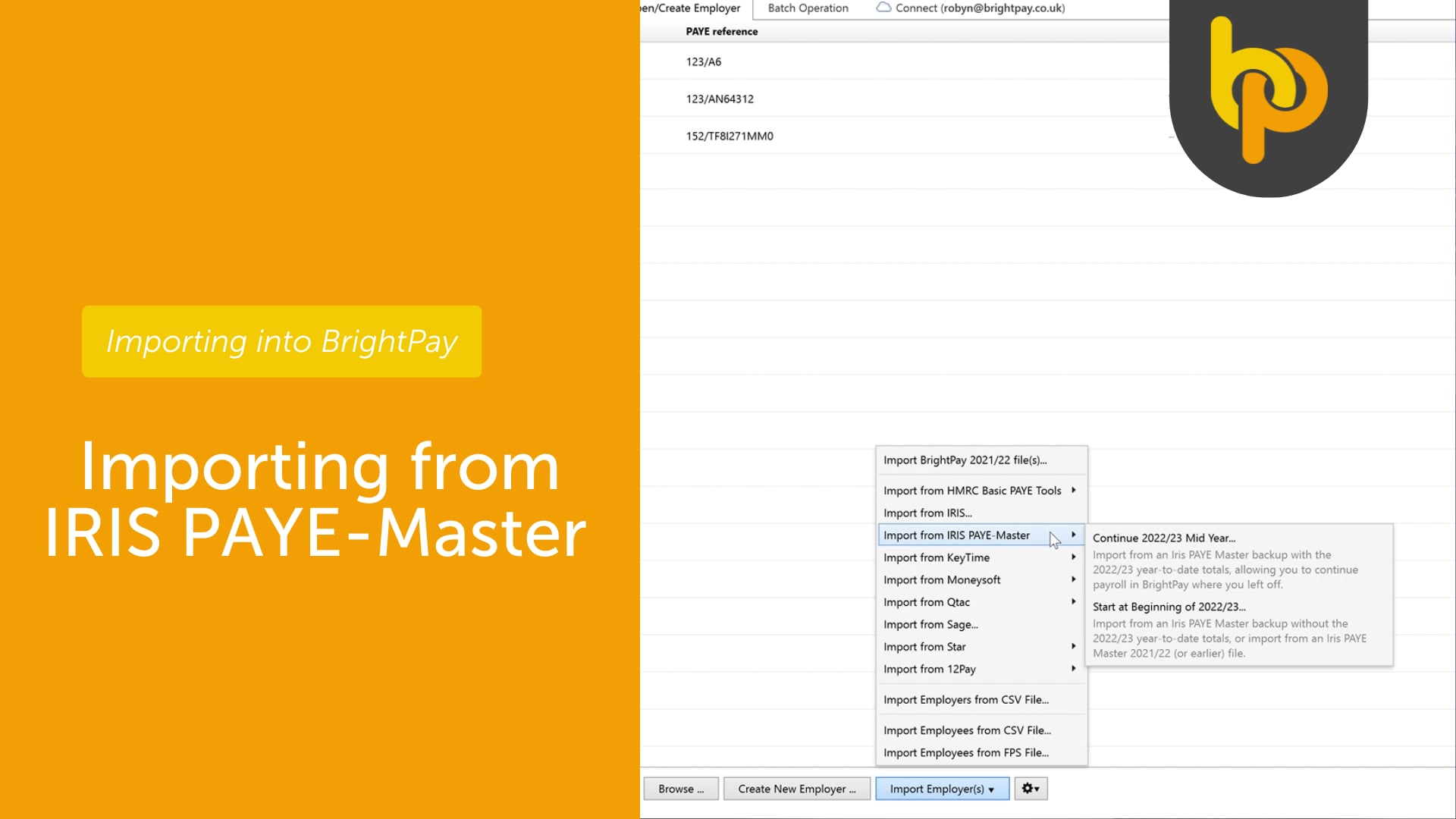 Importing from IRIS PAYE Master - BPUK 22/23 on Vimeo