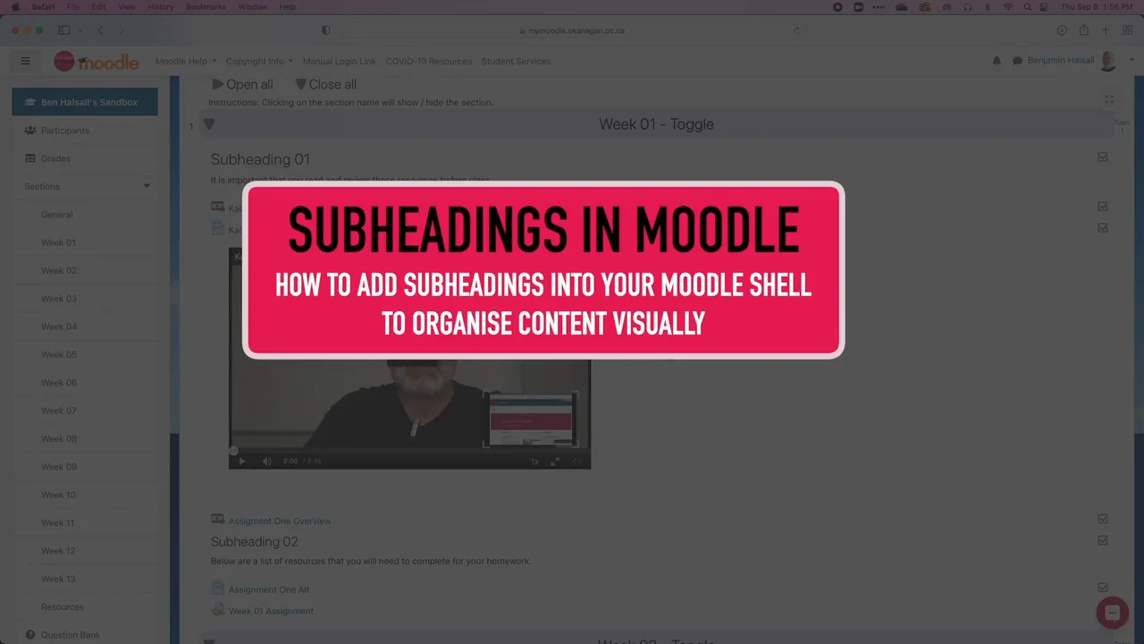Add Subheadings in Moodle Using Labels on Vimeo