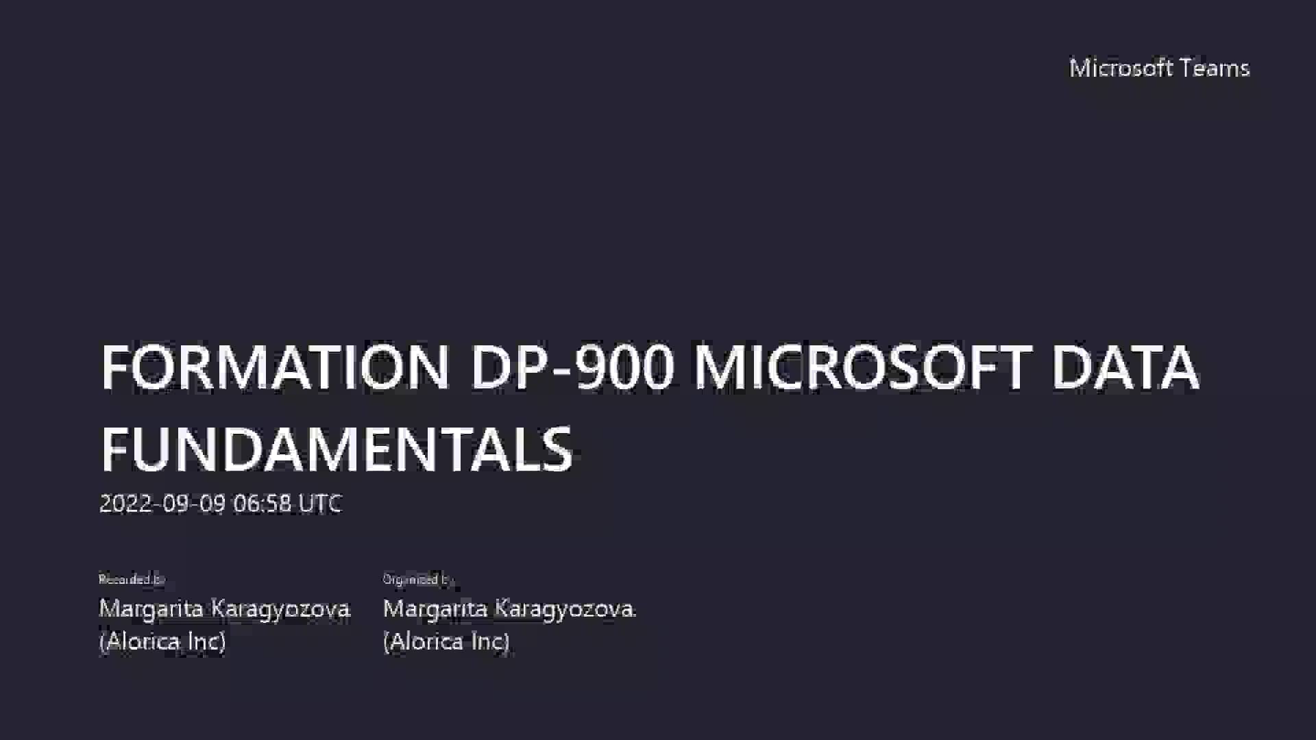 FORMATION DP-900 MICROSOFT DATA FUNDAMENTALS-20220909 on Vimeo