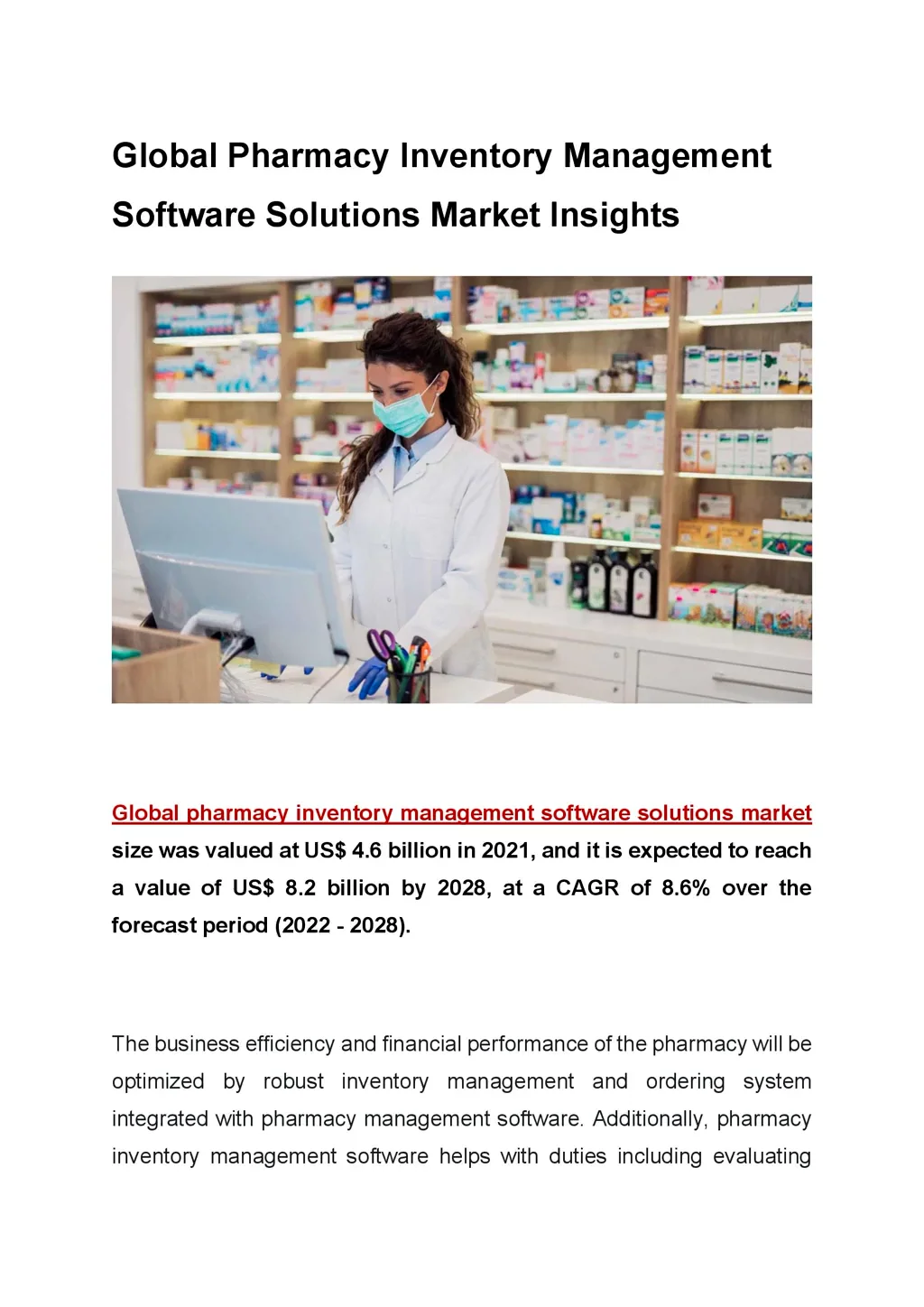 Global Pharmacy Inventory Management Software Solutions Market Insights ...