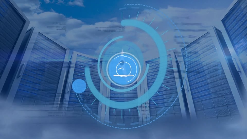Animation of network of communication icons, scanner and data ... Animation of network of communication icons, scanner and data ...