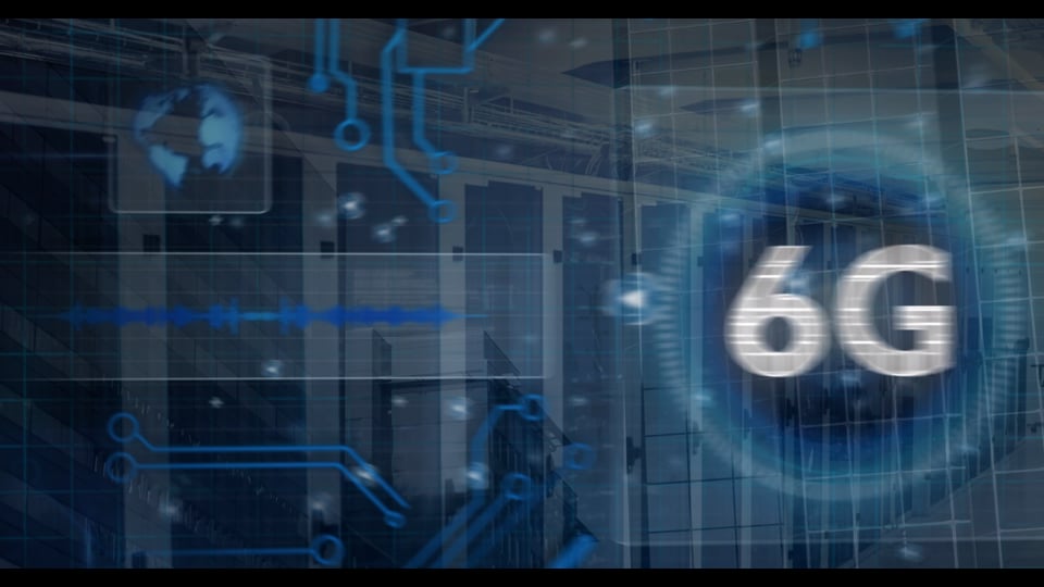 Animation Of 6g Text And Data Processing Over Circuit Board And 5389