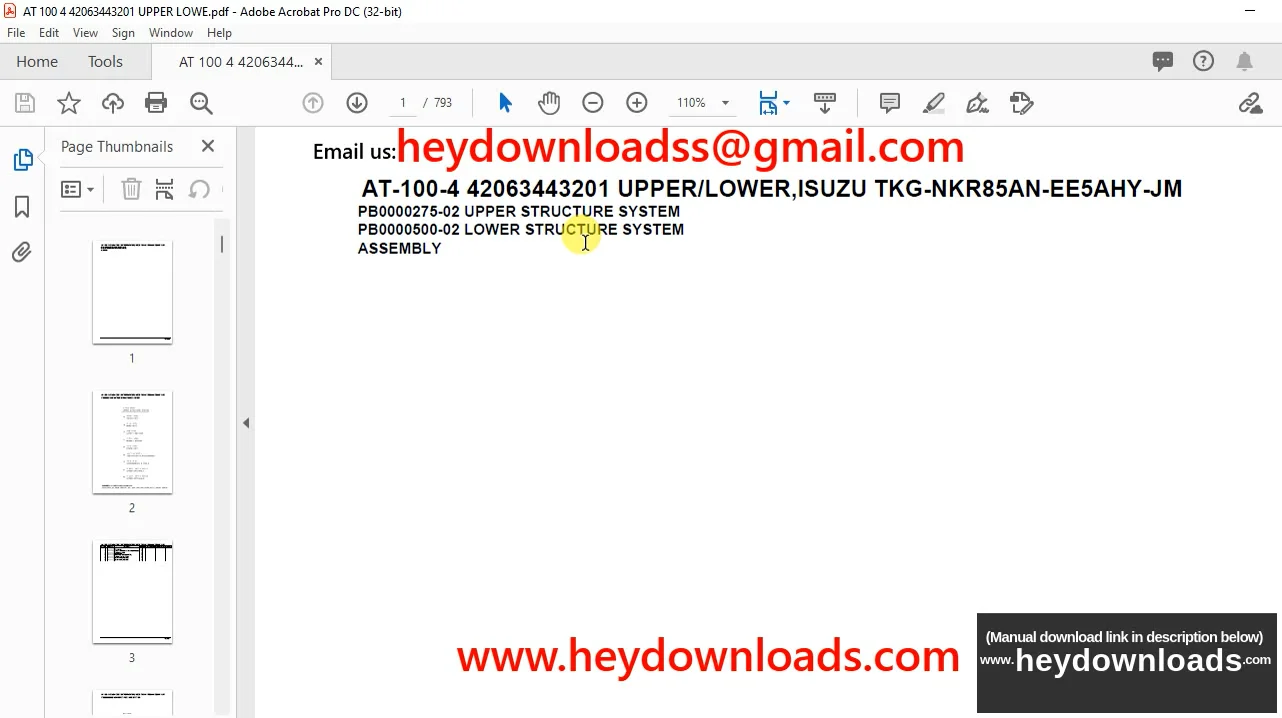 Tadano Crane AT-100-4 42063443201 UPPERLOWER ISUZU TKG-NKR85AN-EE5AHY-JM Spare Parts Manual ...