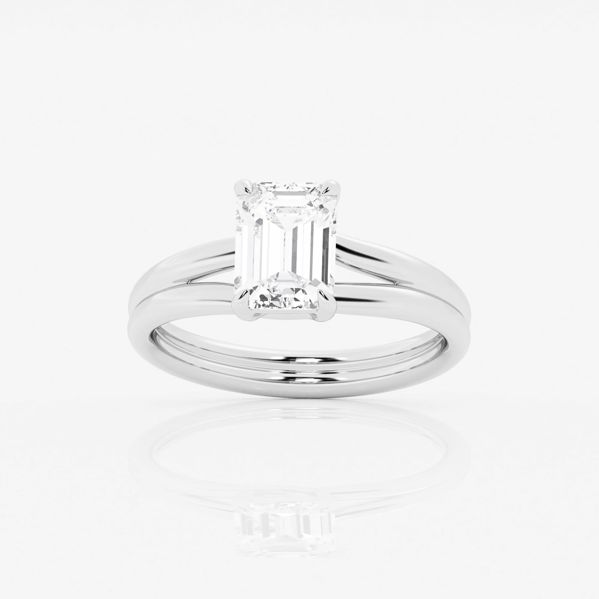 1 1/2 ctw Emerald Lab Grown Diamond Double Shank Trellis Solitaire ...