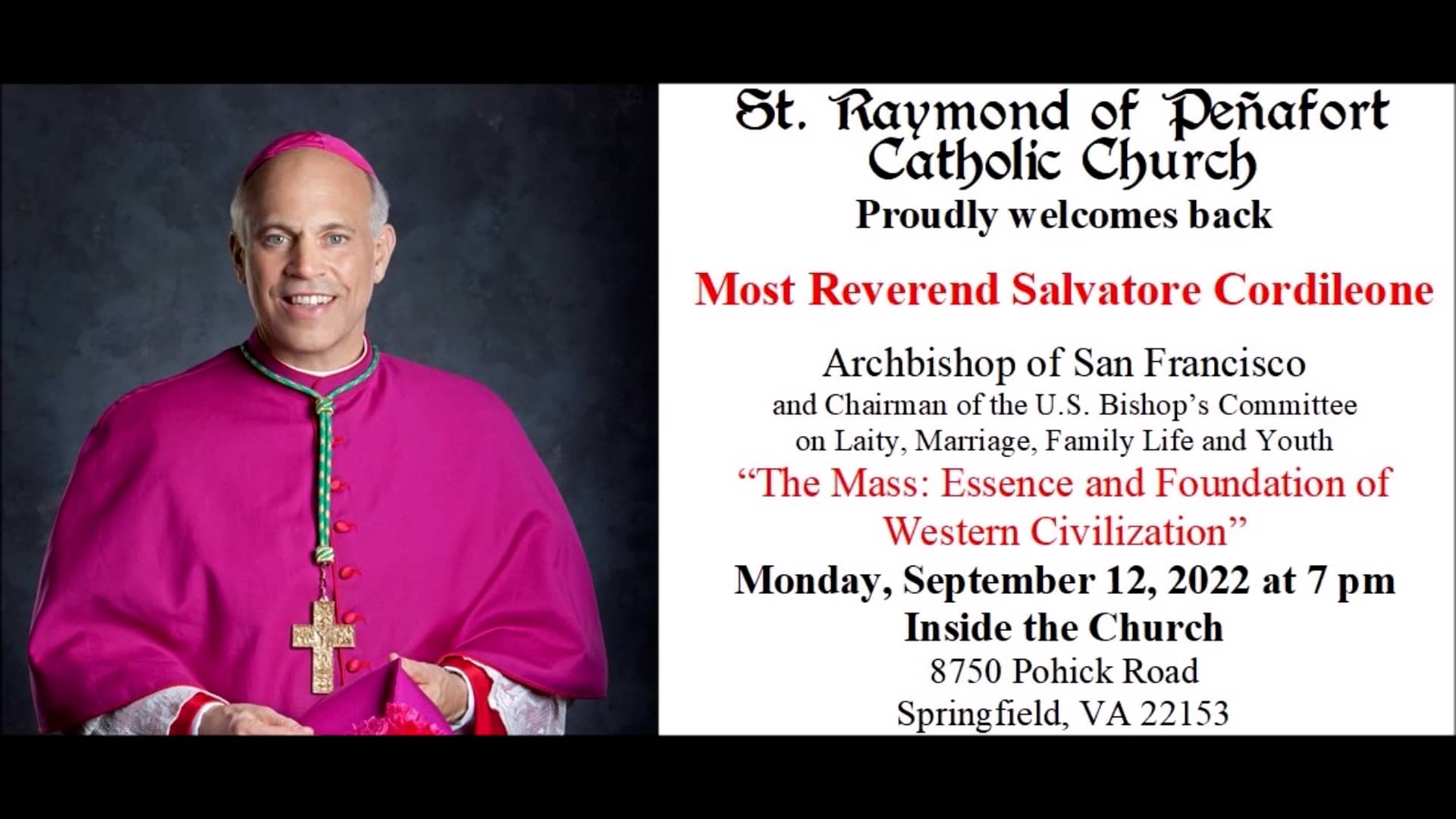 Saint Raymond of Penafort Distinguished Speaker Series: Most Reverend ...