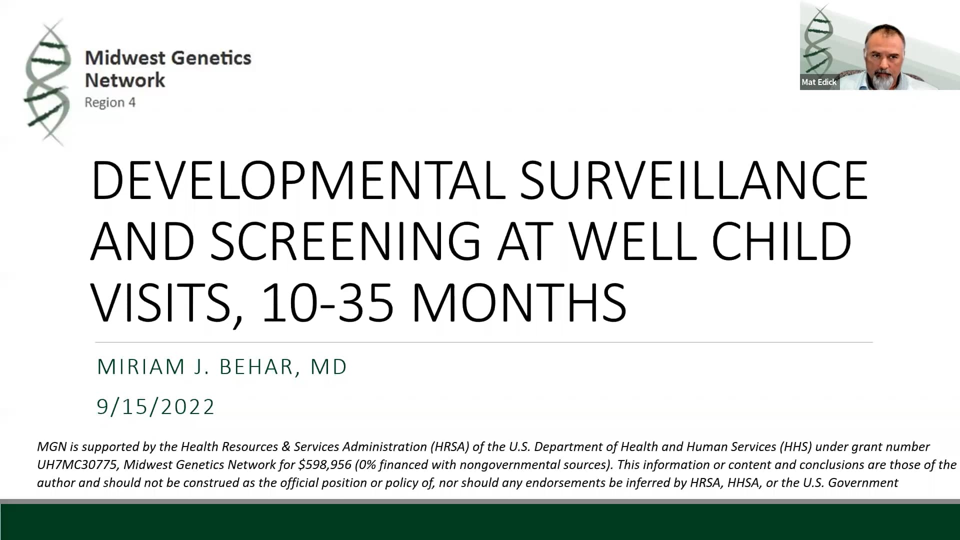 VLC 1: Developmental Screening at Well Child Visits, 10-35 months (CME ...