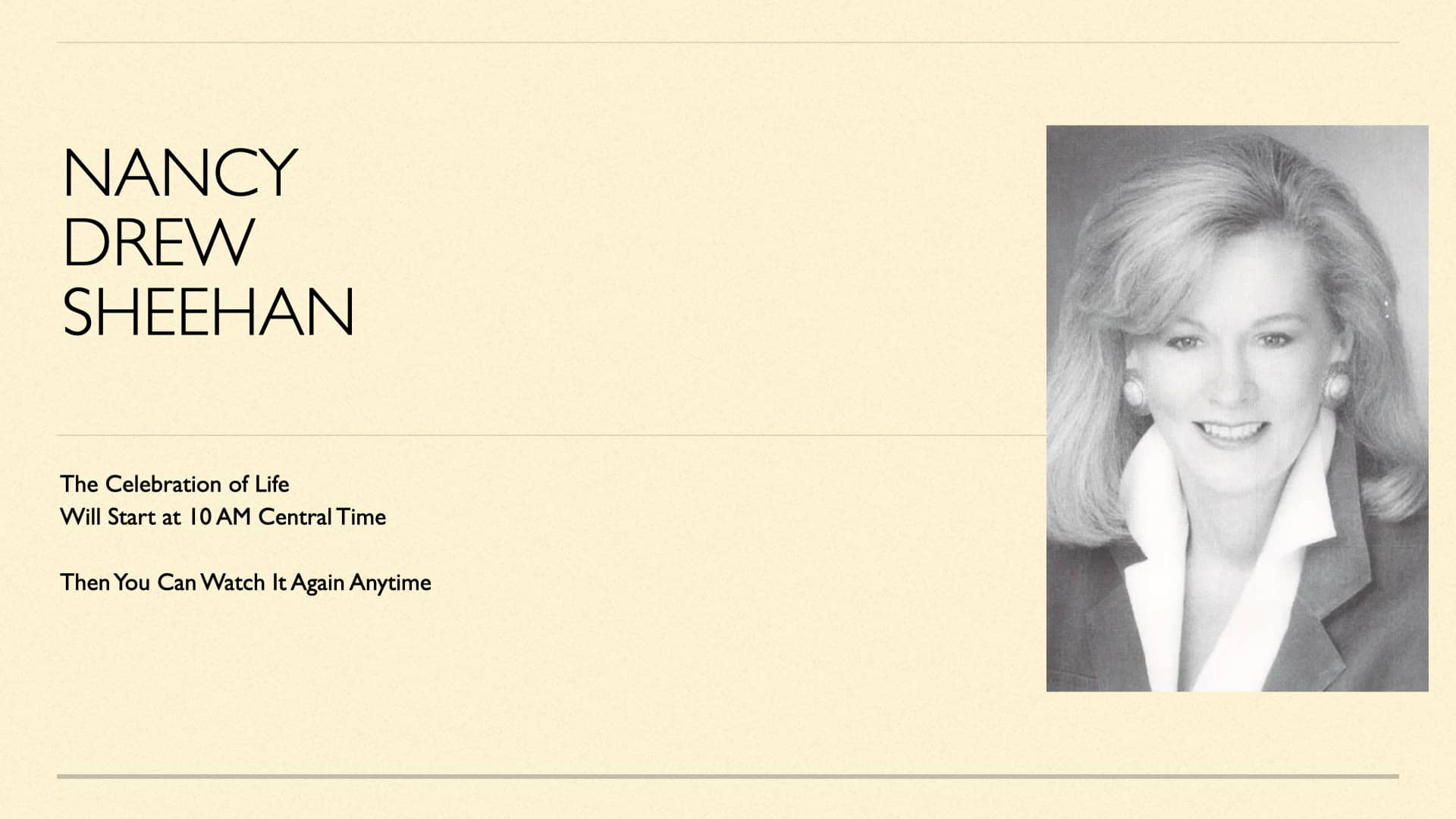 9-22-22 Nancy Drew Sheehan 10 AM Central Time on Vimeo