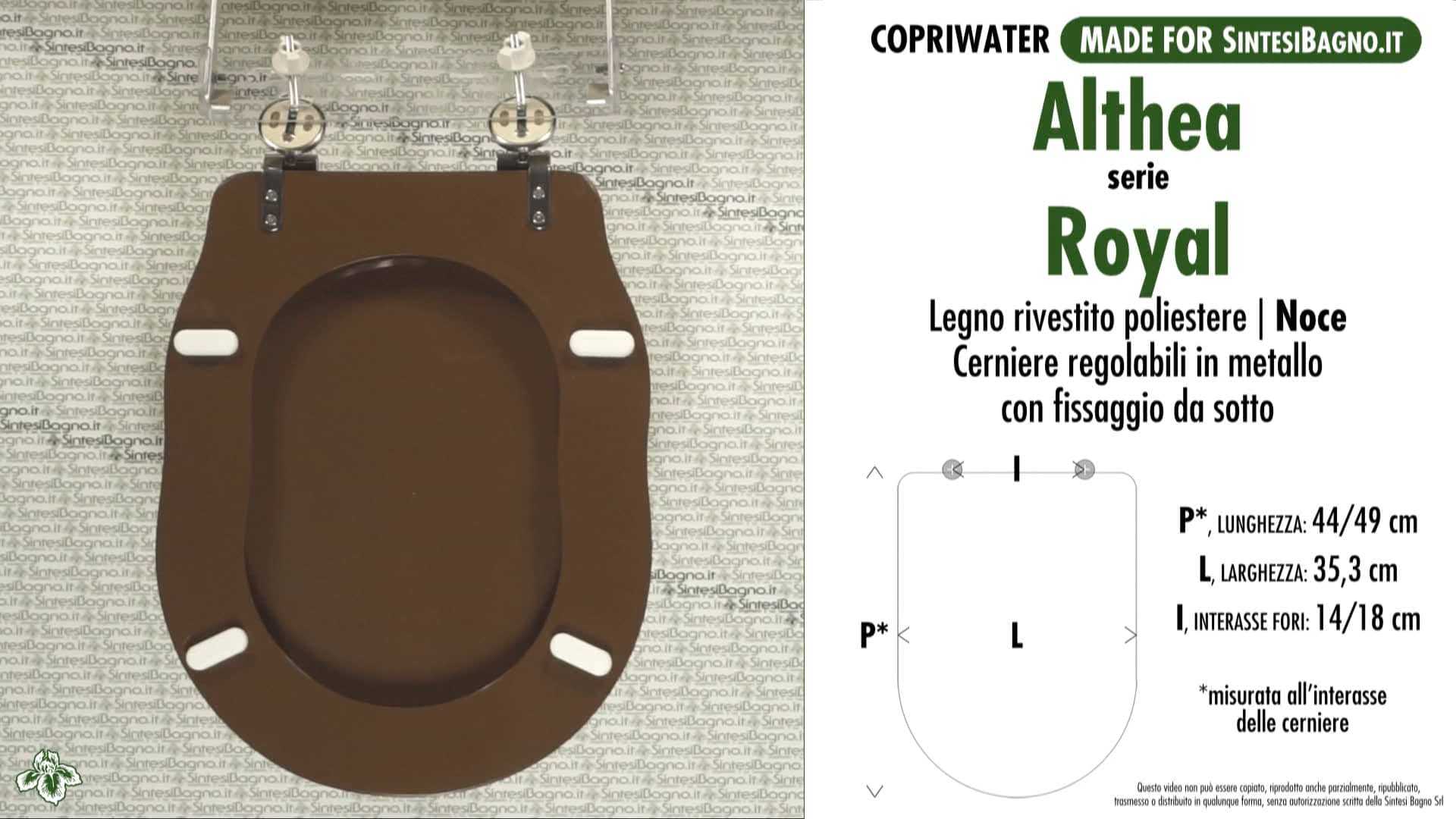 COPRIWATER ROYAL ALTHEA. NOCE. Ricambio DEDICATO. VIDEO / SCHEDA ...