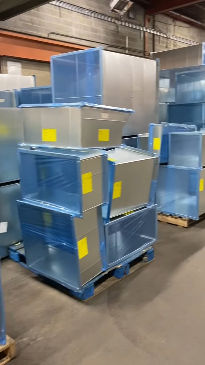 Rectangular Duct Fittings assembled and capped with Blue Duct Film ...