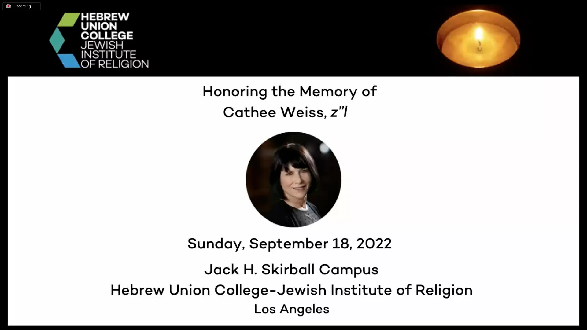 Cathee Weiss Memorial - 2022.09.18 on Vimeo