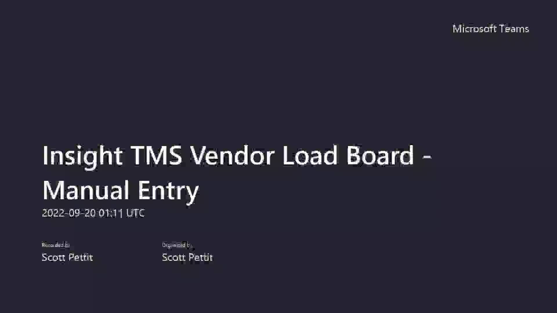 Insight TMS Vendor Load Board - Manual Entry on Vimeo